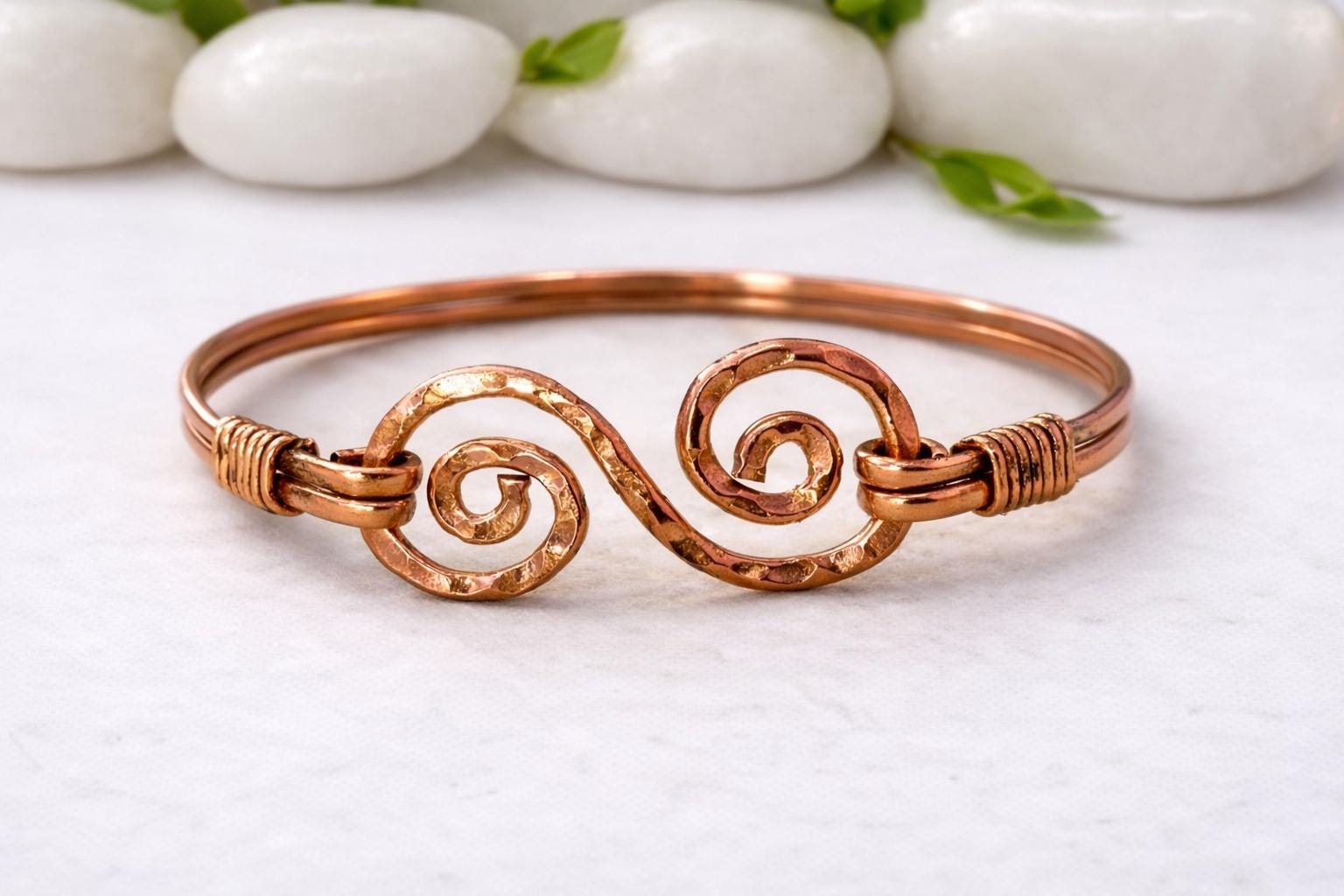 Handmade Copper Wire Wrapped Bangle: Rustic Hammered Boho Bracelet - Etsy