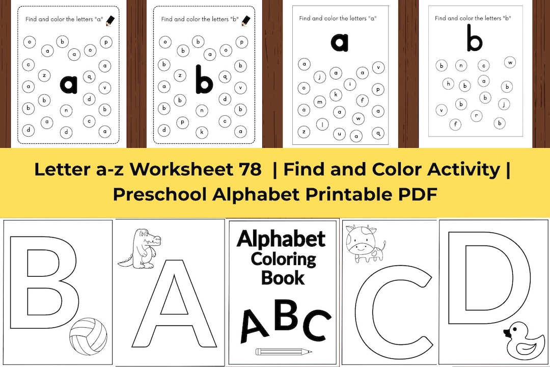 Letter a - Z Worksheet 78 | Find and Color Activity | Preschool ...