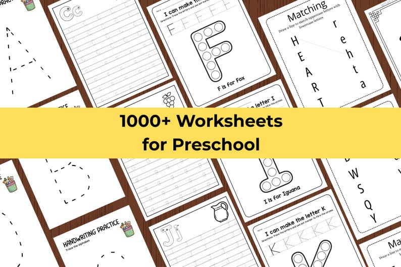 Mega 1000+ Preschool Worksheets Bundle Alphabet, Numbers, Shapes ...