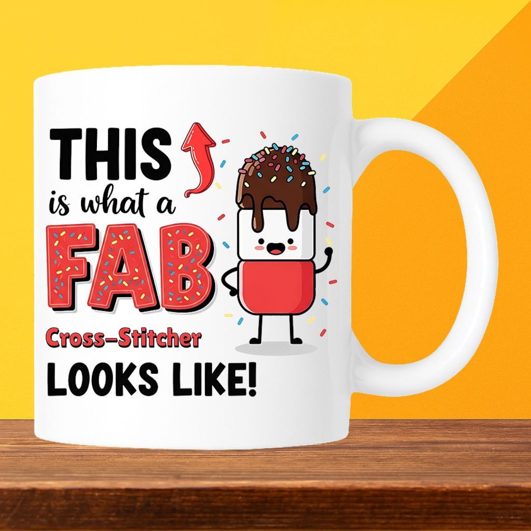 Funny Cross-stitcher Mug: Fab Cartoon Gift - Etsy