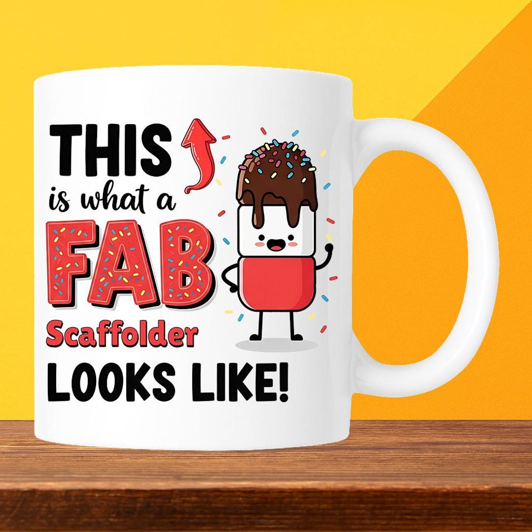 Funny Scaffolder Mug: Cheerful Cartoon, Fab Gift - Etsy UK