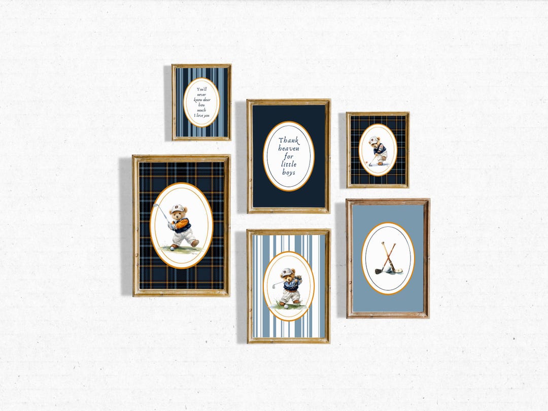 Set of 6, Ralph Style Bear Prints, Teddy Bear Wall Art, Vintage Ralph ...