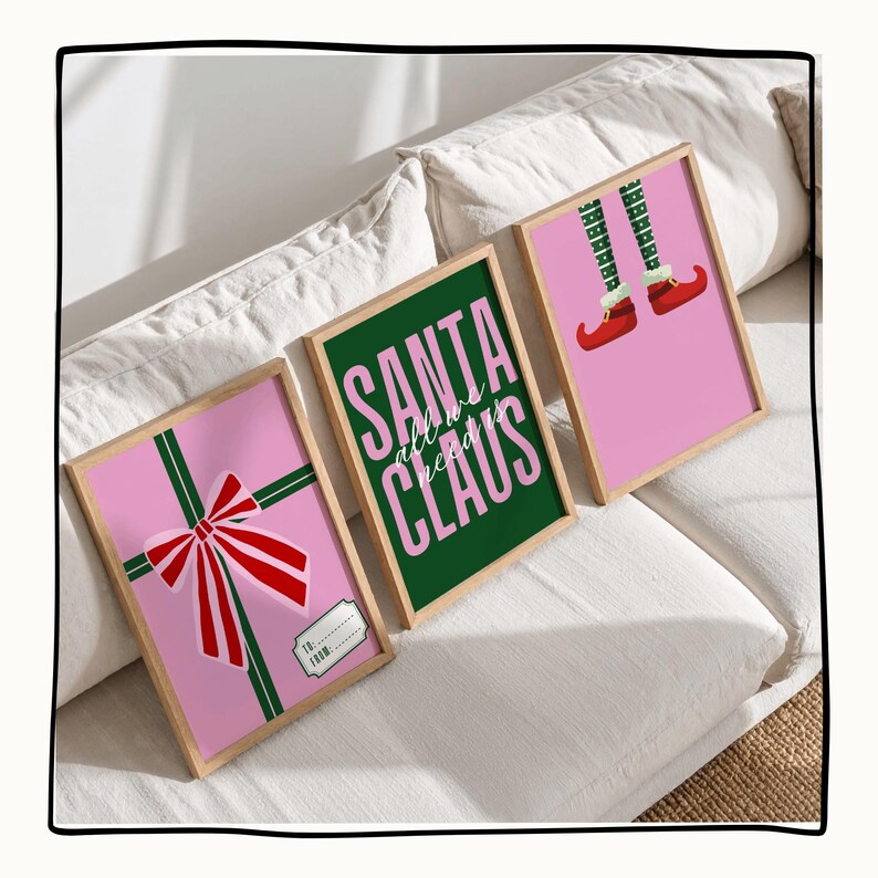 Christmas Wall Art Set, Trendy Holiday Prints Set of 12, Digital ...