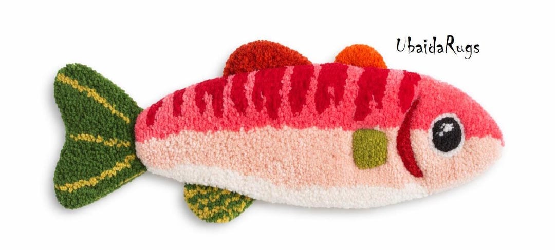 Handmade Tufted Wool Fish Rug | Playful Nursery Decor - Etsy