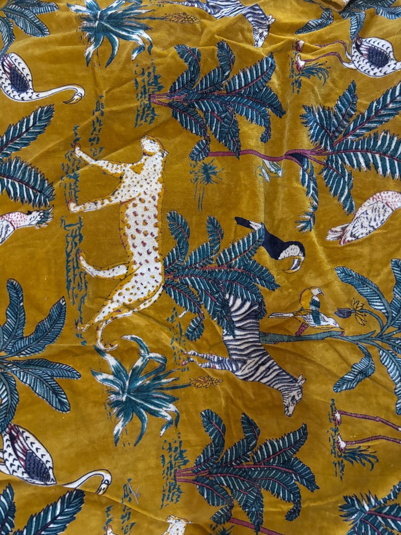 Safari Velvet Fabric, Jungle Animal Print, Upholstery & Curtain ...