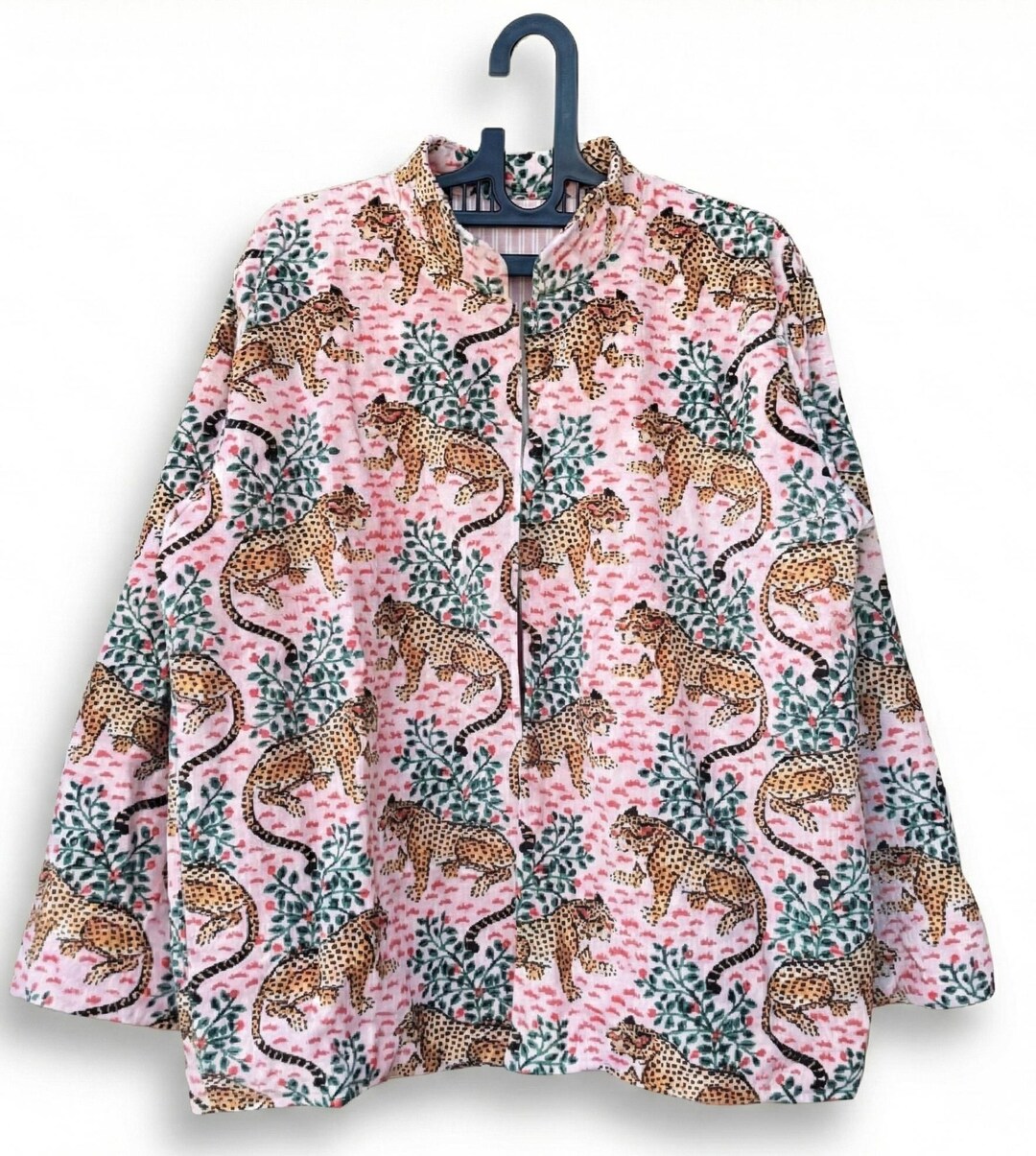 Pink Leopard Print Velvet Jacket for Women | Soft Winter Layer - Etsy