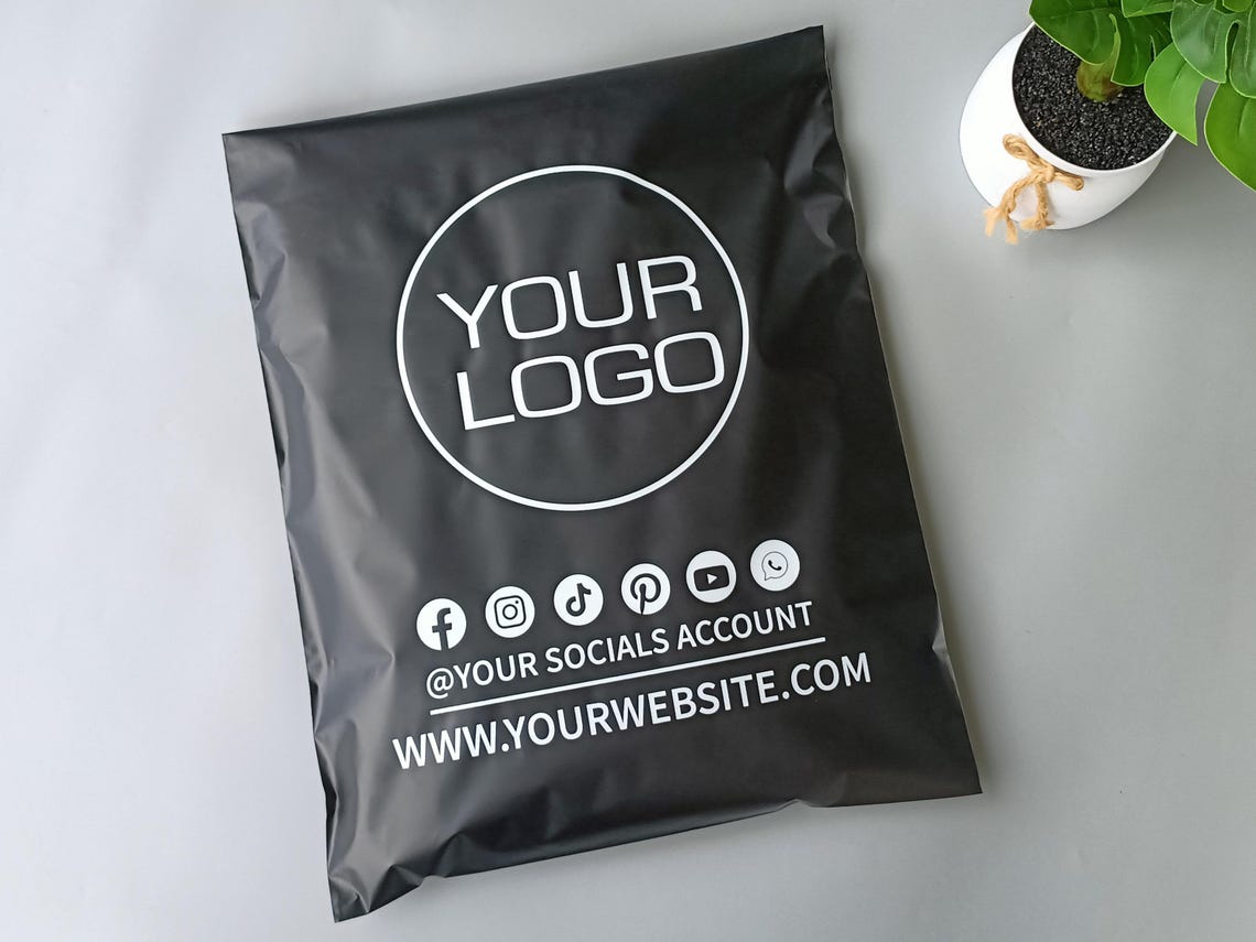 5-1000 Custom Black Poly Mailers Bag, Custom Shipping Bag With Logo ...