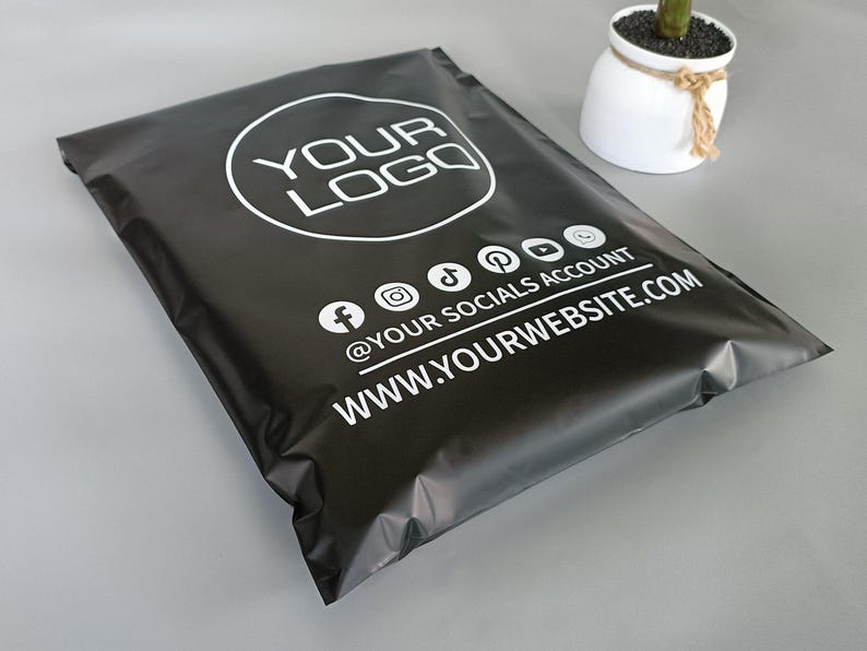 5-1000 Custom Black Poly Mailers Bag, Custom Shipping Bag With Logo ...