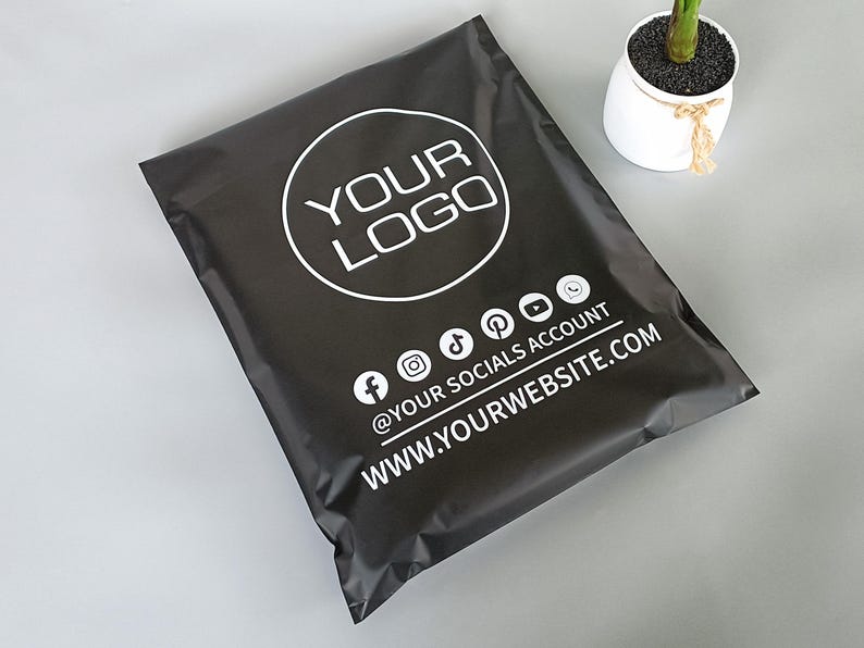 5-1000 Custom Black Poly Mailers Bag, Custom Shipping Bag With Logo ...