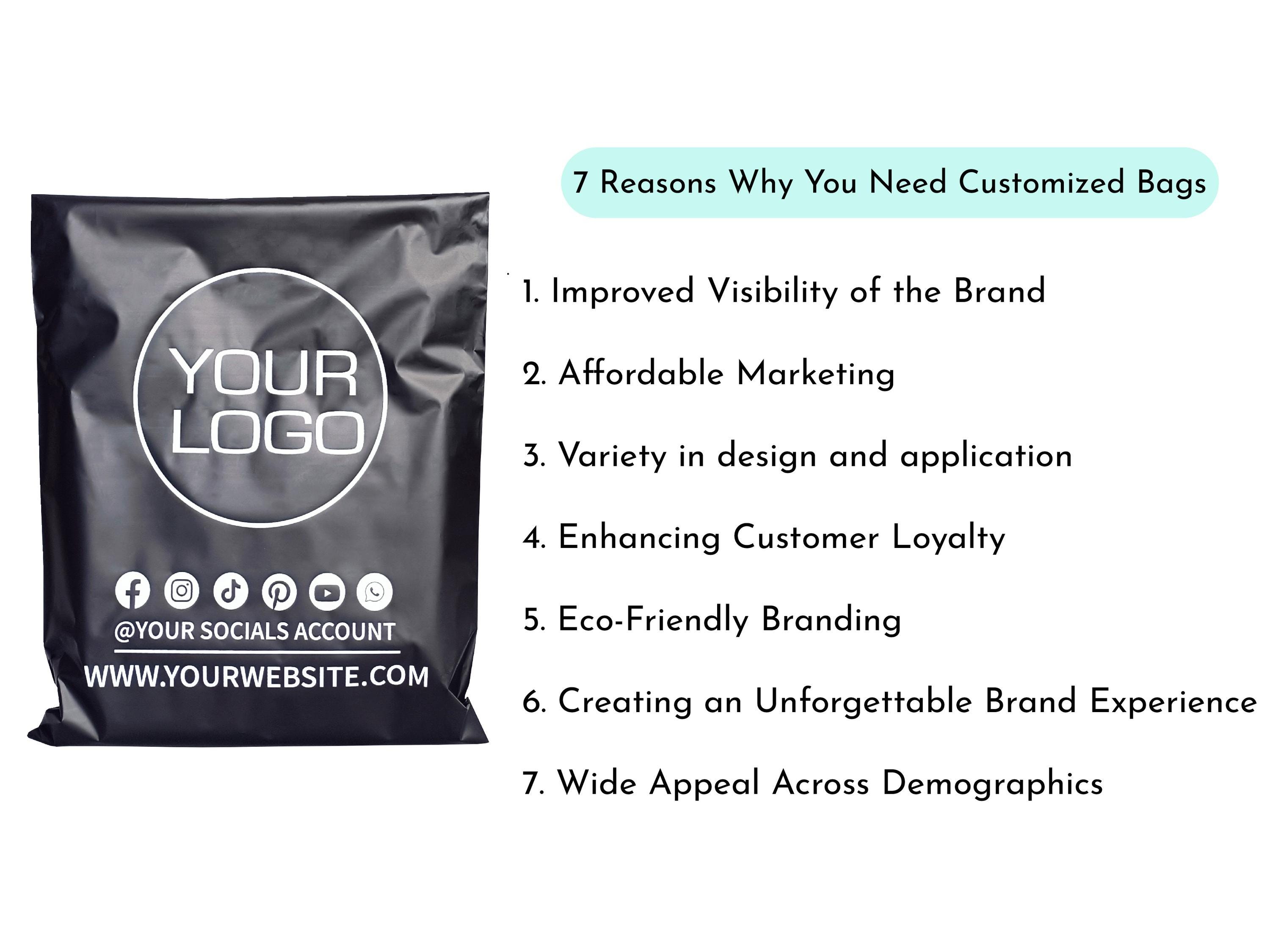 5-1000 Custom Black Poly Mailers Bag, Custom Shipping Bag With Logo ...