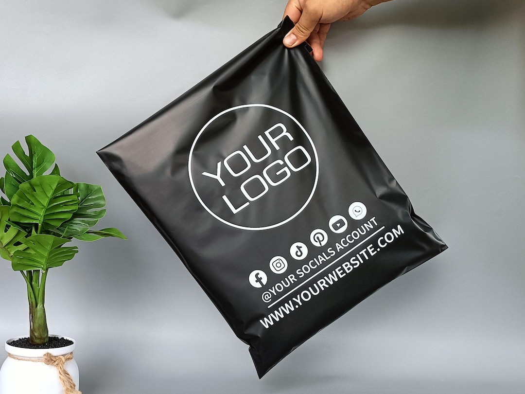 5-1000 Custom Black Poly Mailers Bag, Custom Shipping Bag With Logo ...