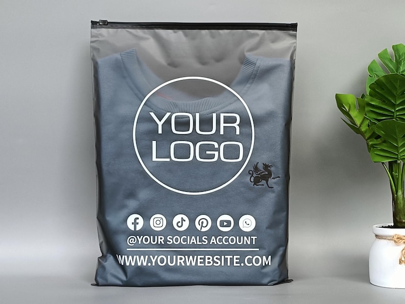 5-1000 Custom Logo Black Frosted Zipper Bags,high Quality Clothing ...