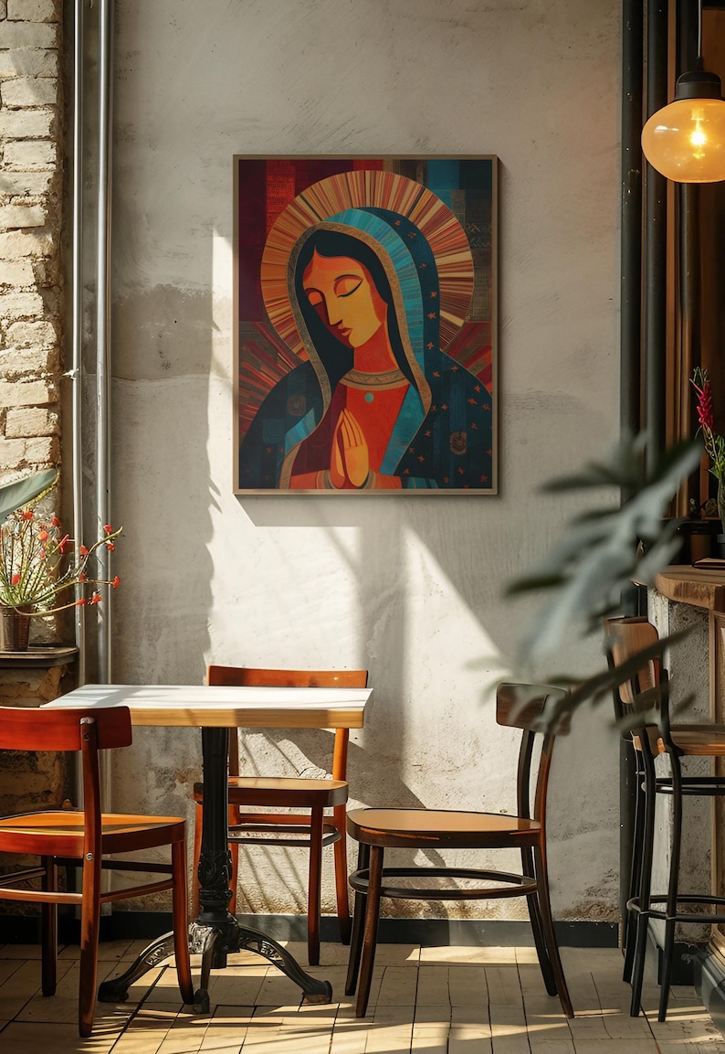 Our Lady of Guadalupe Art Print: Mexican Folk & Catholic Wall Décor ...