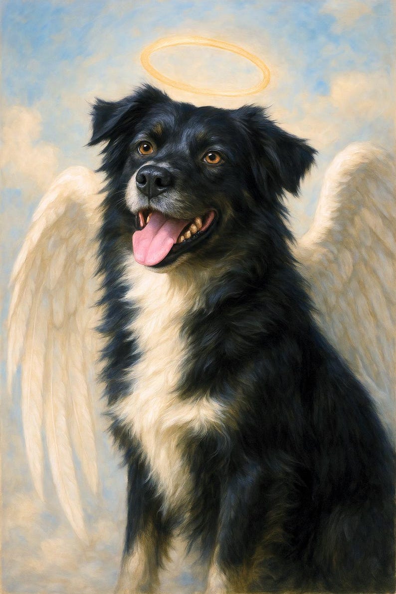 Custom Pets Heavenly Angel Dog & Cats More Portrait Celestial Tribute ...