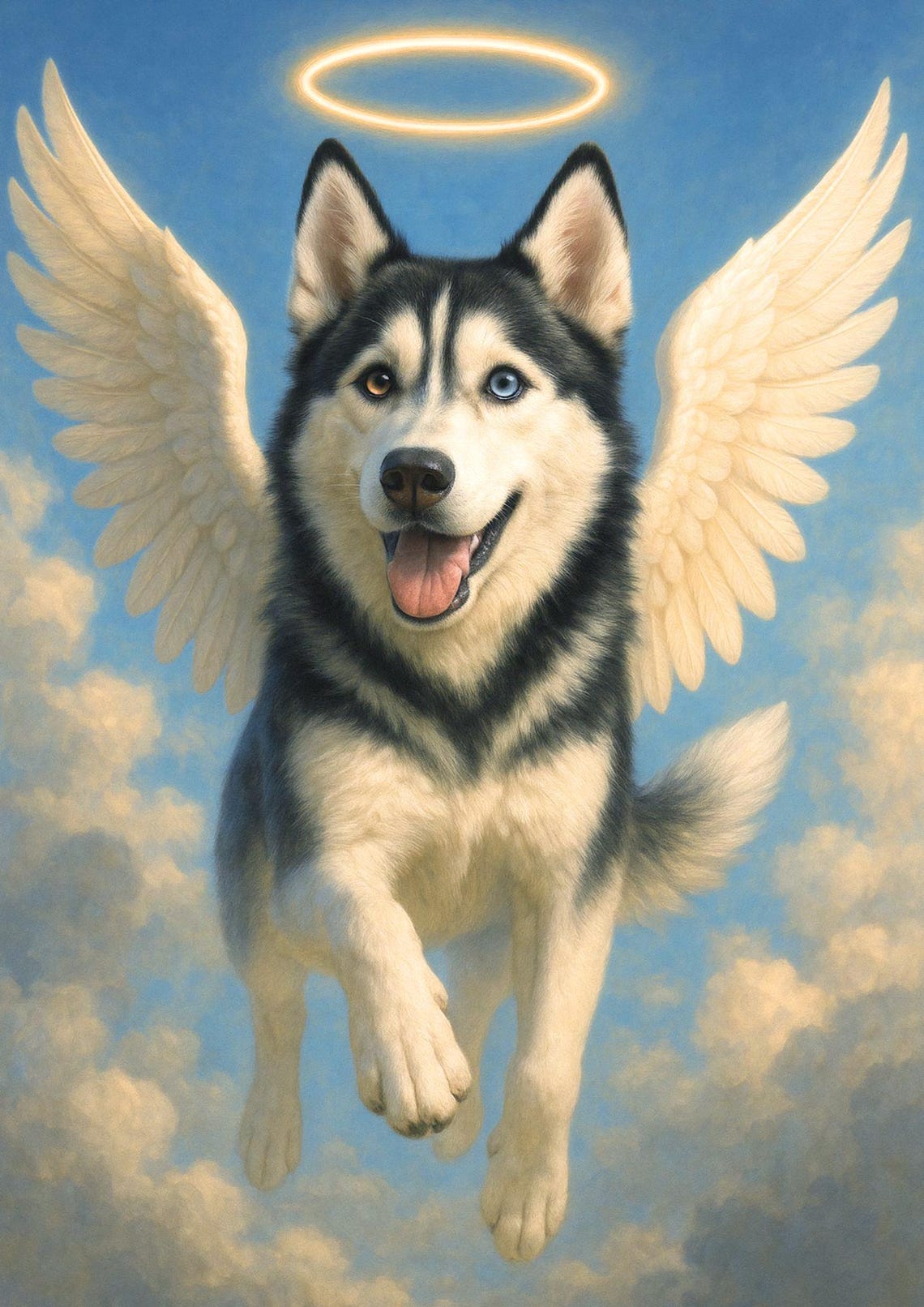 Custom Pets Heavenly Angel Dog & Cats More Portrait Celestial Tribute ...