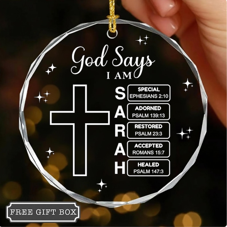 Personalized Christian Name Ornament With Bible Verse, God Says I Am ...