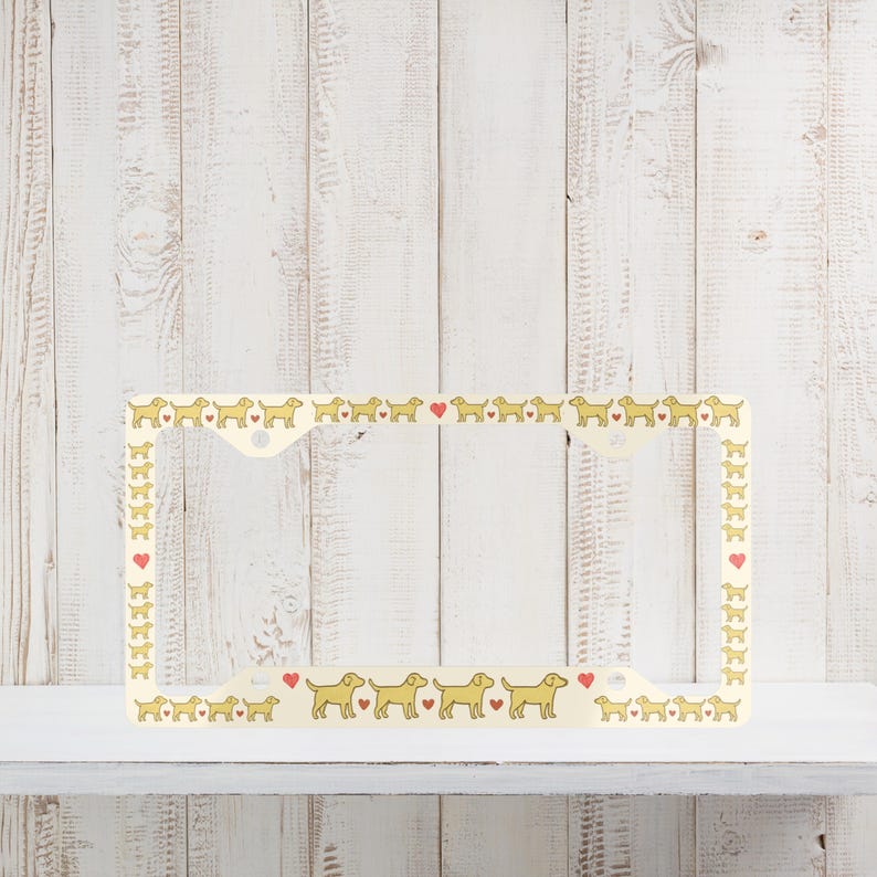 Labrador Retriever Metal License Plate Frame - Yellow Dog Car Accessory ...
