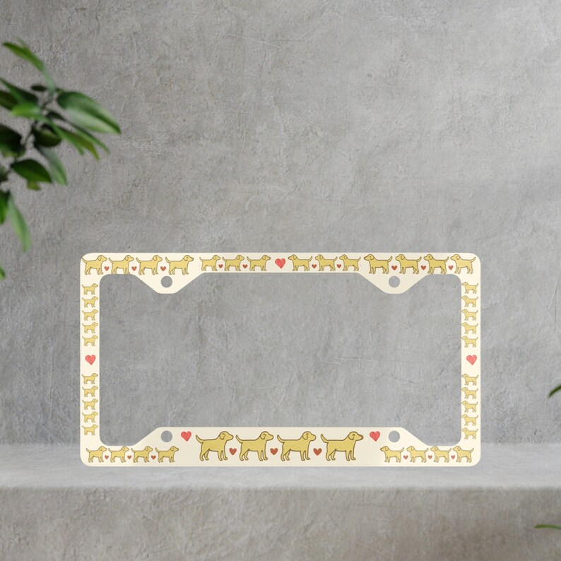 Labrador Retriever Metal License Plate Frame - Yellow Dog Car Accessory ...