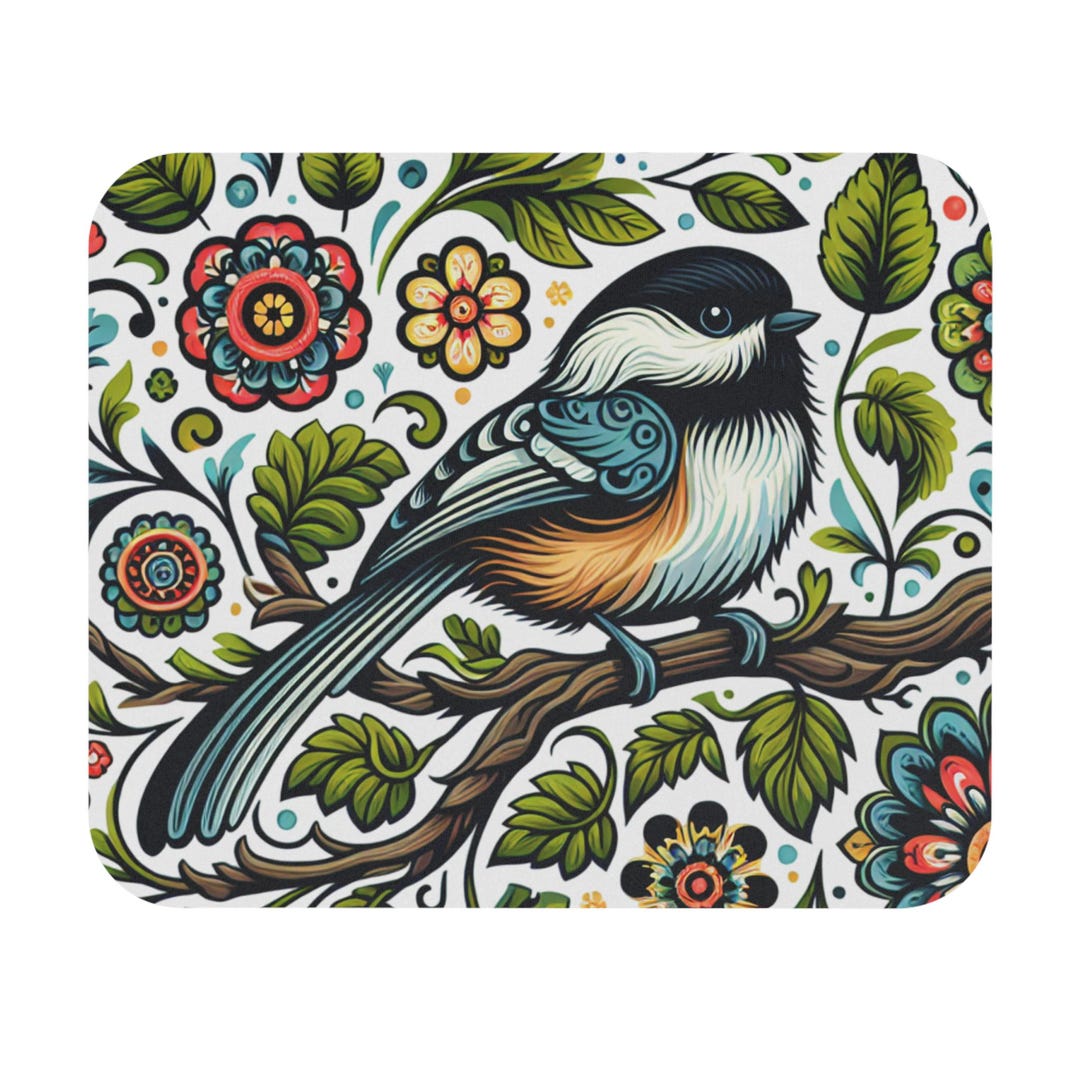 Floral Bird Design Mouse Pad: Colorful Desk Decor - Etsy