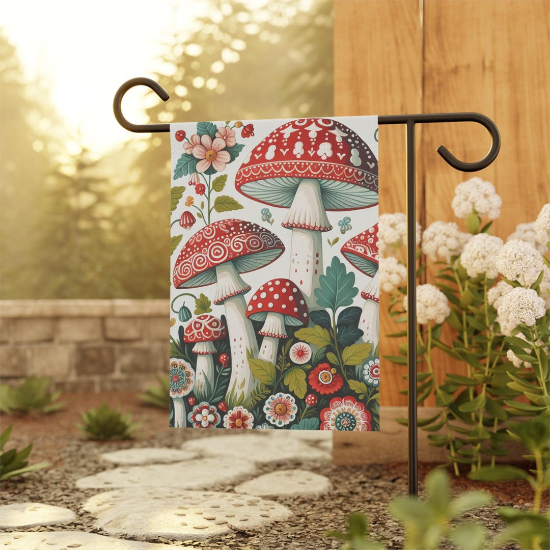 Cute Mushroom Flag, Spring Garden Flag, House Flag, Spring Summer ...
