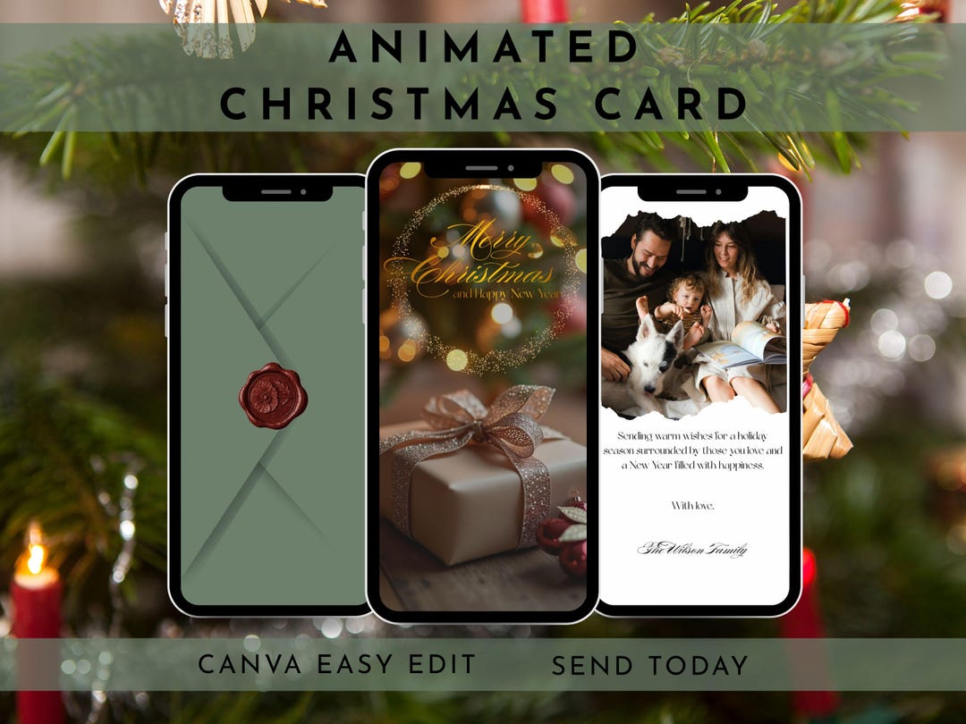 Animated Christmas Photo Card | Xmas Greeting Digital Music Card ...
