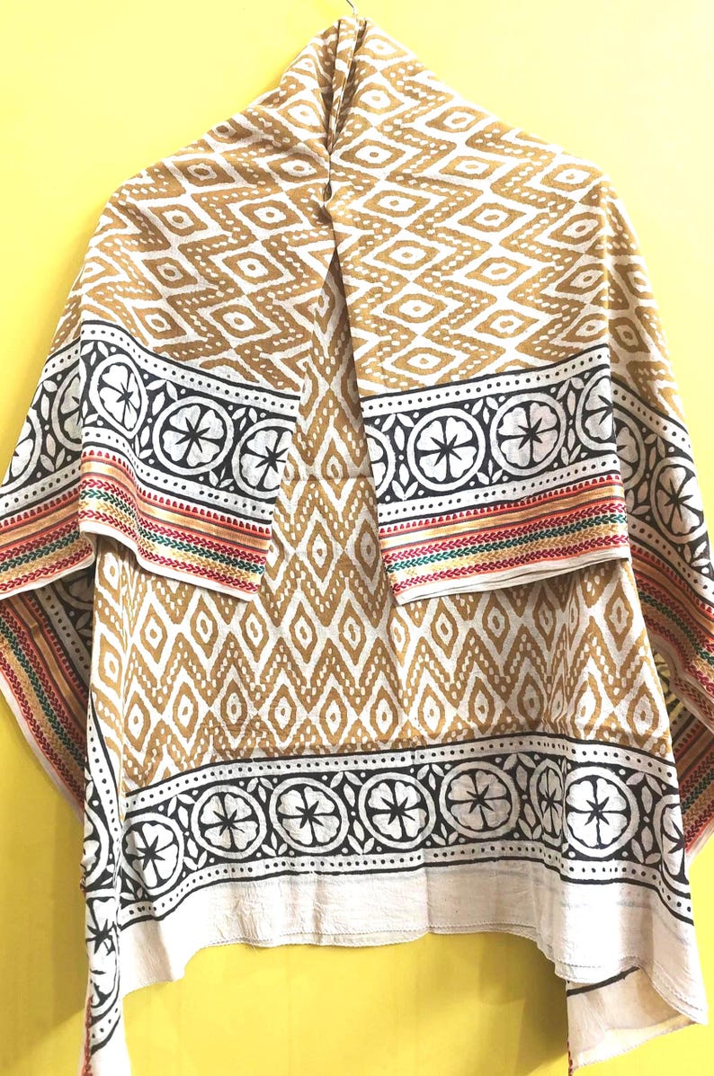Hand Block Print Cotton Sarong, Boho Beach Cover Up, Resort Wear Scarf ...