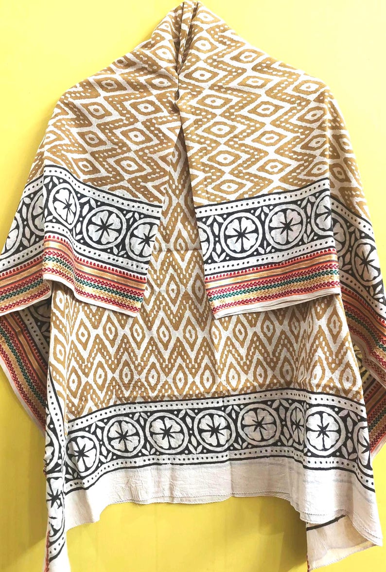 Hand Block Print Cotton Sarong, Boho Beach Cover Up, Resort Wear Scarf ...