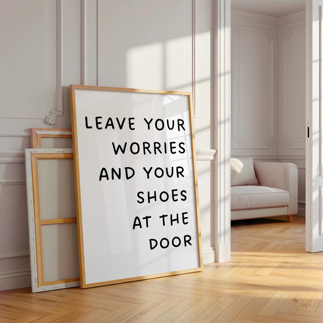 Entryway Poster Leave Shoes Sign, Minimalist Entryway Wall Art, Modern ...