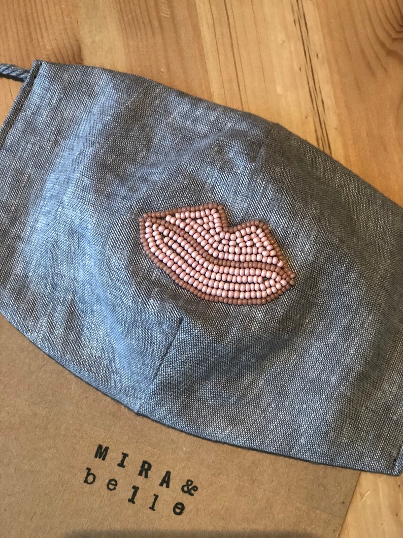 CUSTOM Embroidered Linen Face Mask | Etsy