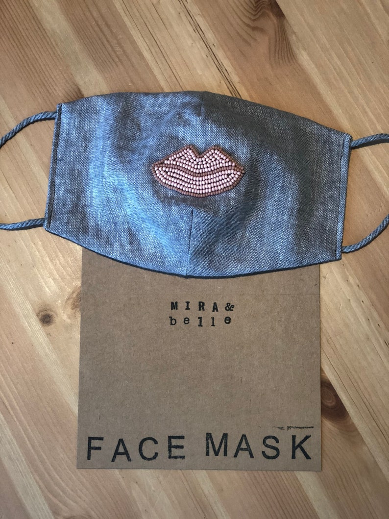 CUSTOM Embroidered Linen Face Mask | Etsy