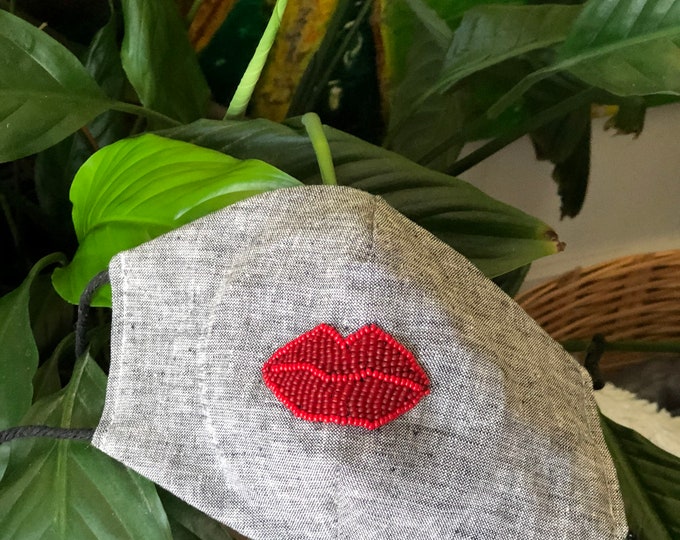 CUSTOM Embroidered Linen Face Mask - Etsy