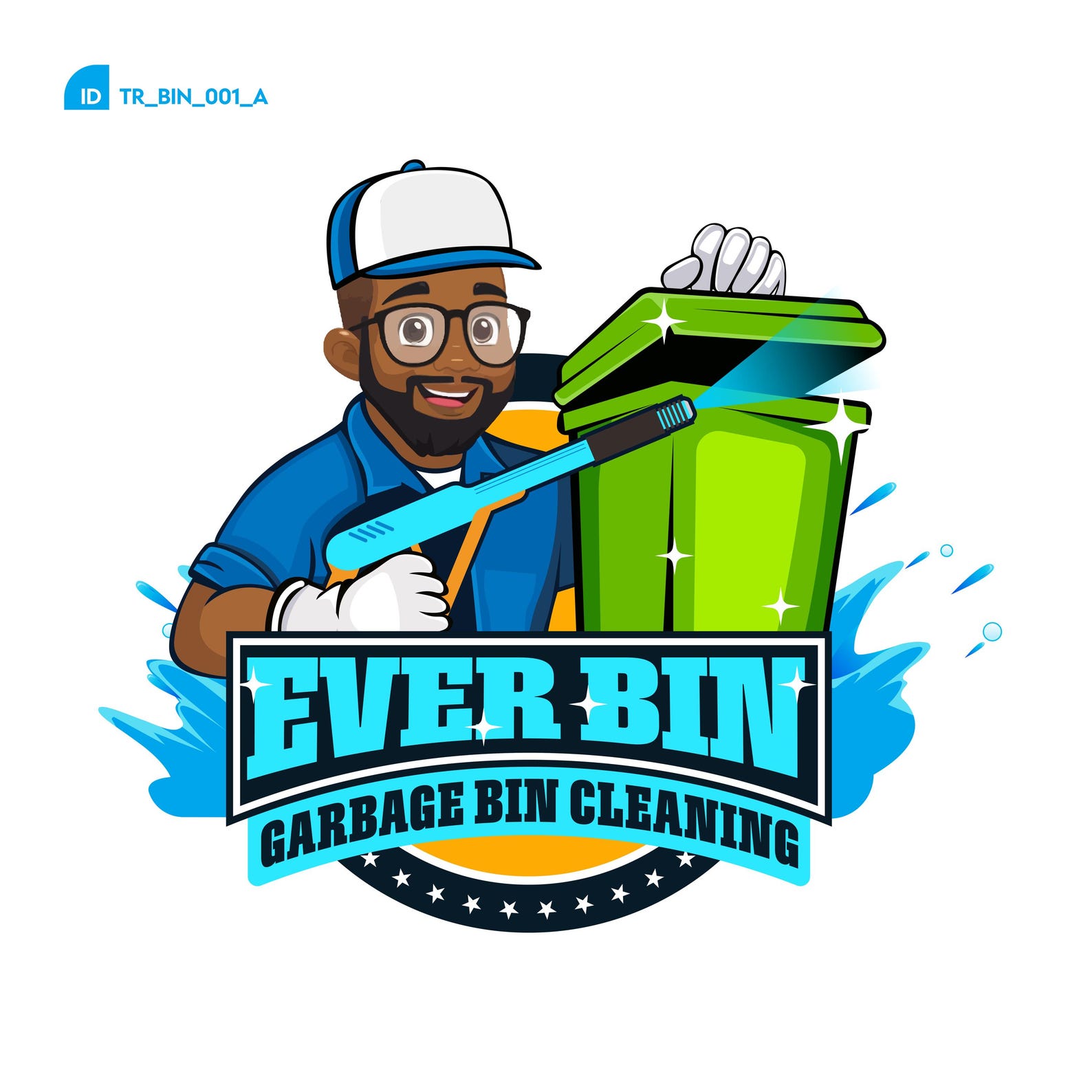 Trash Bin Cleaning Logo Design: Pressure Washing Brand Identity, Modern ...
