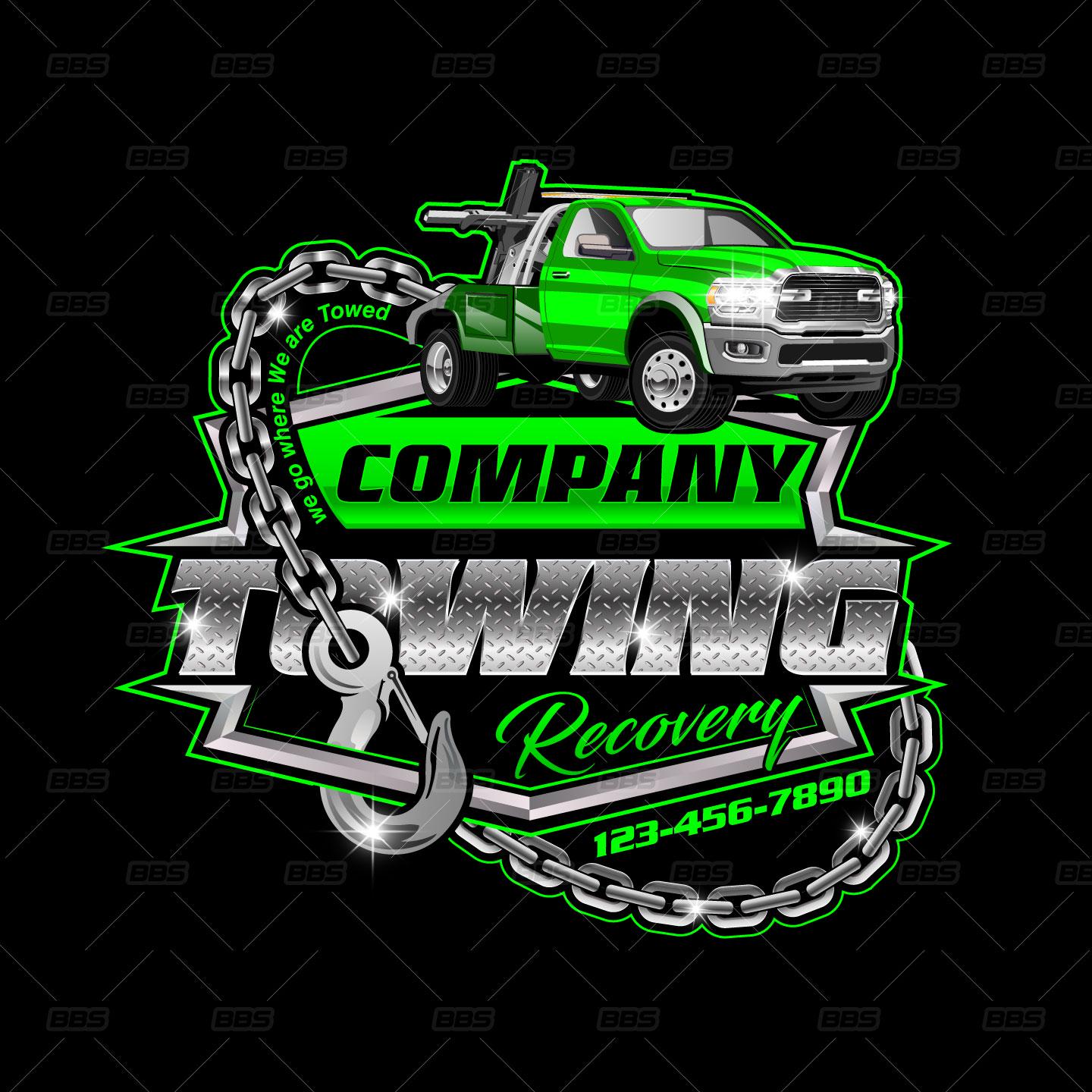 Towing Service Logo Design | Tow Truck Wrecker Recovery Roadside ...
