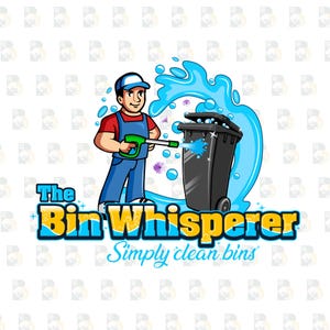 Trash Bin Cleaning Logo Design: Pressure Washing Brand Identity, Modern ...
