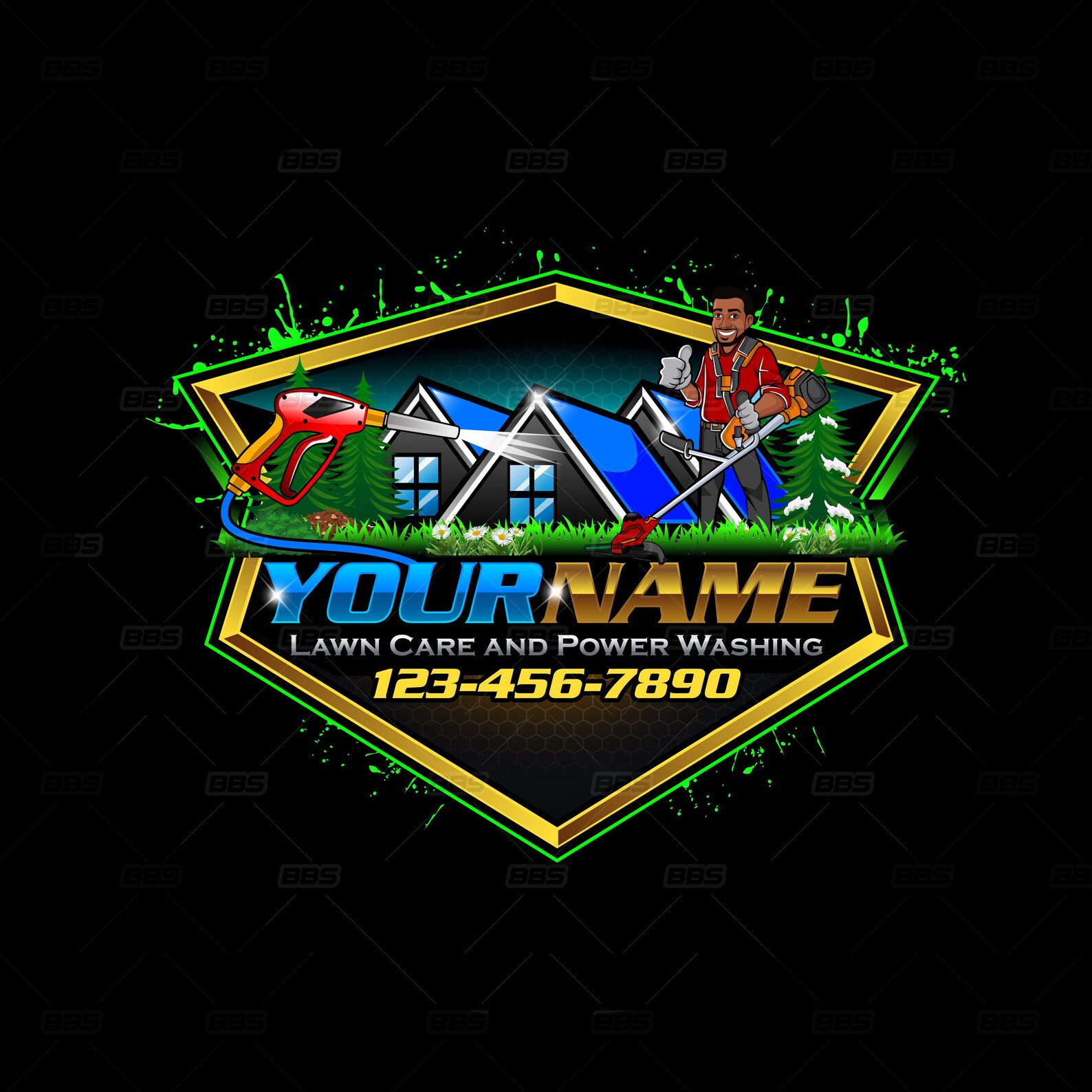 Customizable Lawn Care & Pressure Washing Logo – Editable Business ...