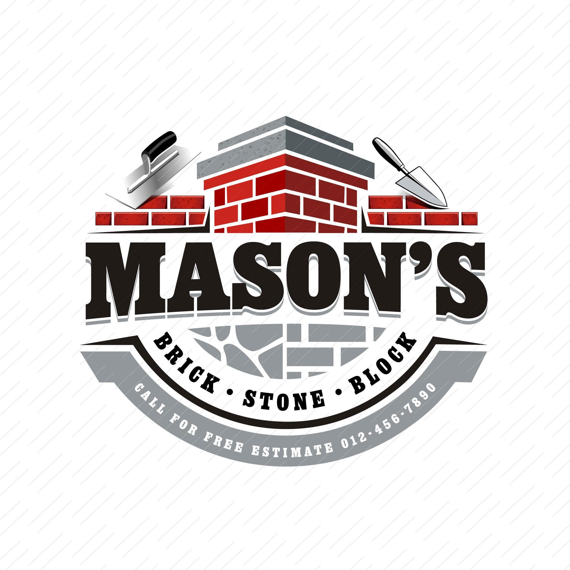 Masonry Logo Design, Brick Stone Contractor Branding, Builder Logo PNG ...