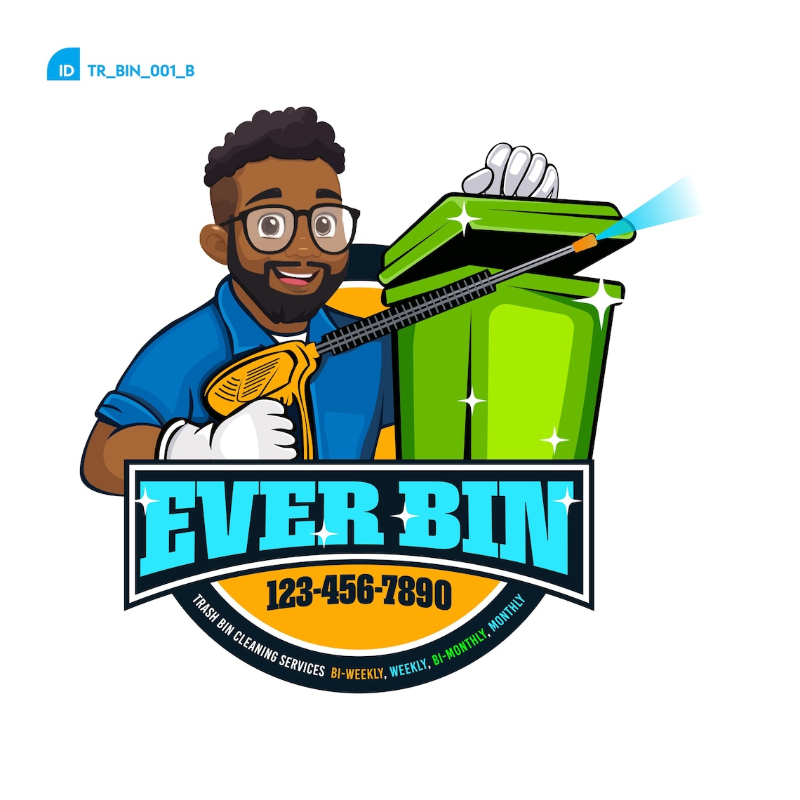 Trash Bin Cleaning Logo Design: Pressure Washing Brand Identity, Modern ...