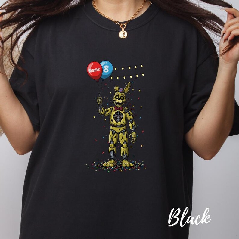 Personalized FNAF Springtrap Birthday Shirt – Custom Balloons, Horror ...