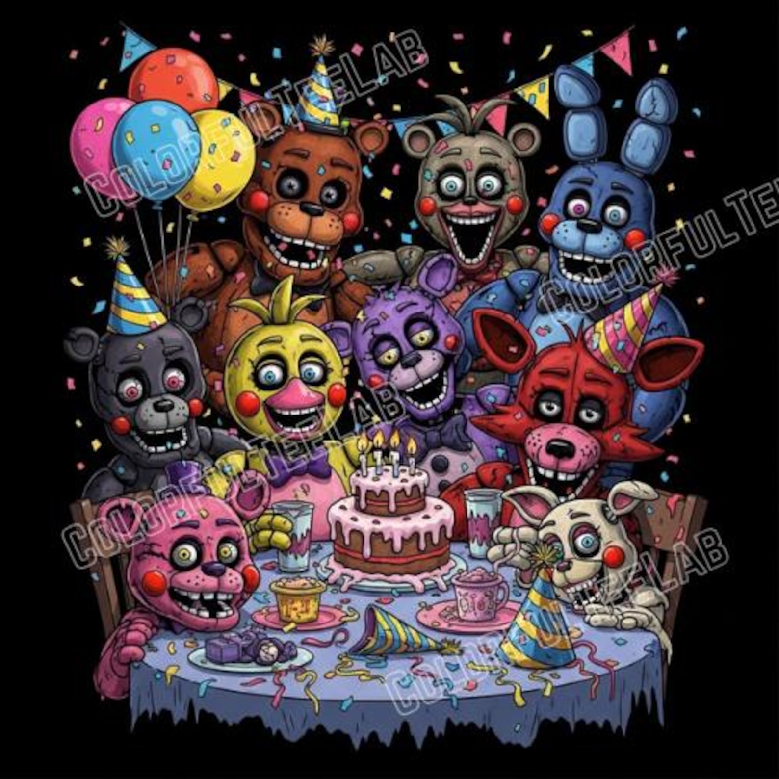 FNAF Chaotic and Ironic Birthday Party PNG, Retro Arcade Game, Five ...