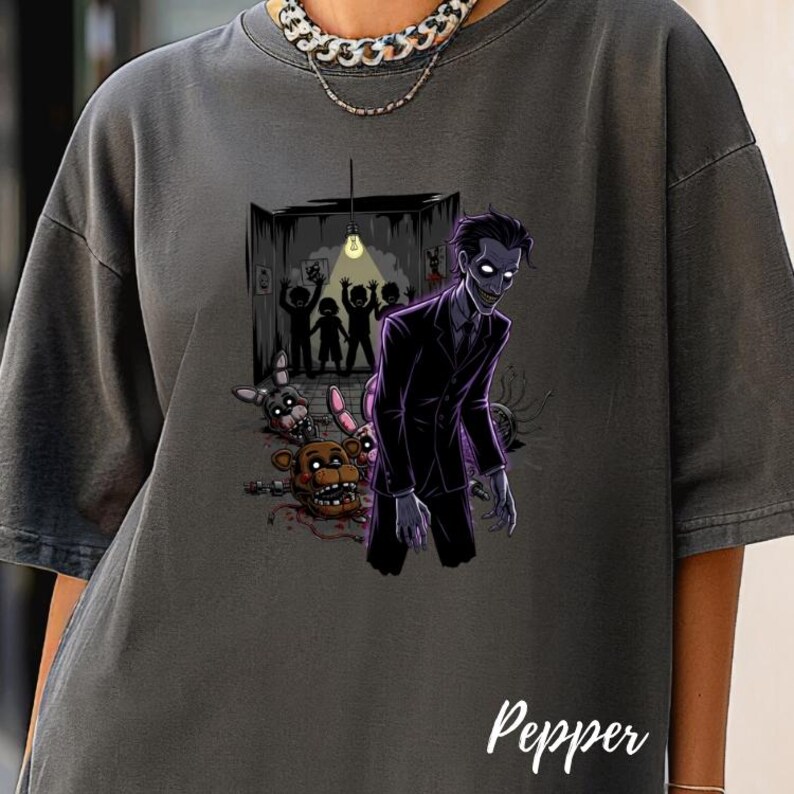 FNAF William Afton Backroom Horror Shirt – Purple Guy Creepy Scene ...