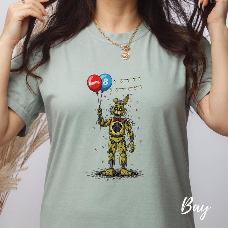 Personalized FNAF Springtrap Birthday Shirt – Custom Balloons, Horror ...