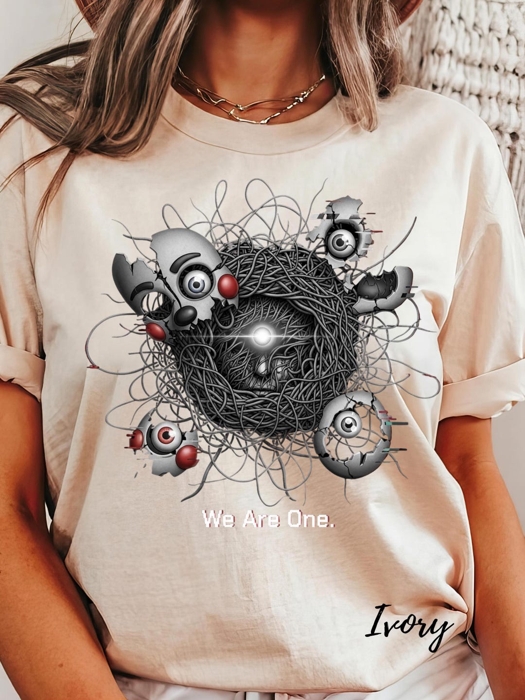 FNAF Ennard Wire Web Shirt, We Are One, Chaotic Retro Arcade Game Shirt ...