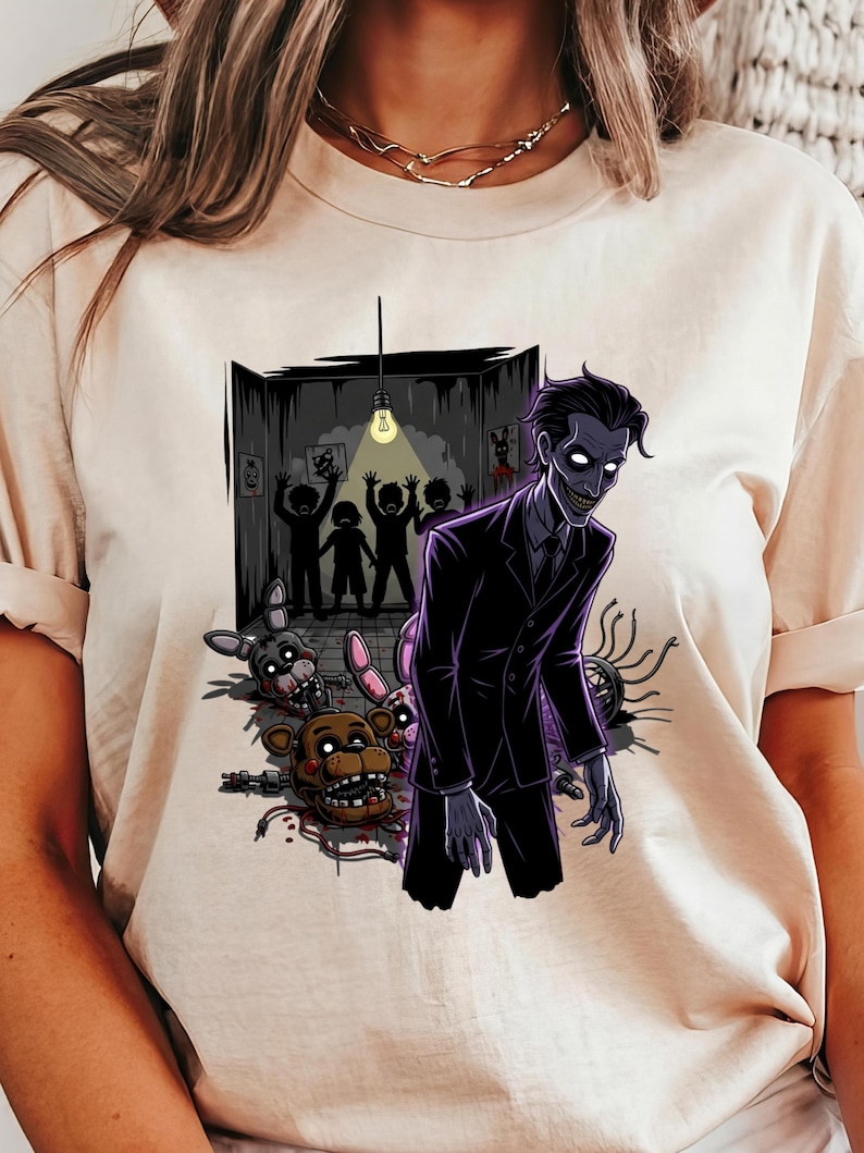FNAF William Afton Backroom Horror Shirt – Purple Guy Creepy Scene ...