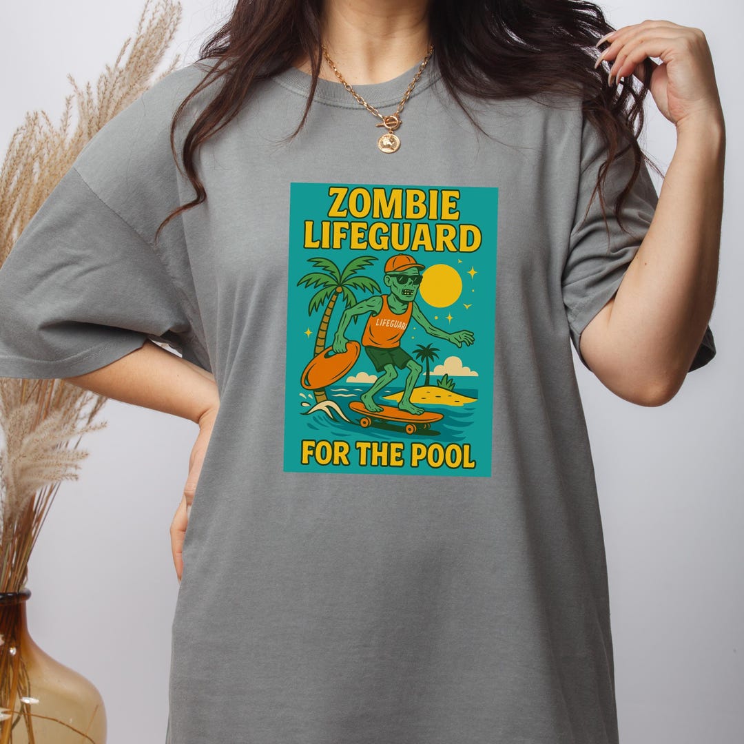 Zombie Lifeguard Funny Halloween Beach Tee-retro Style Suitable for ...