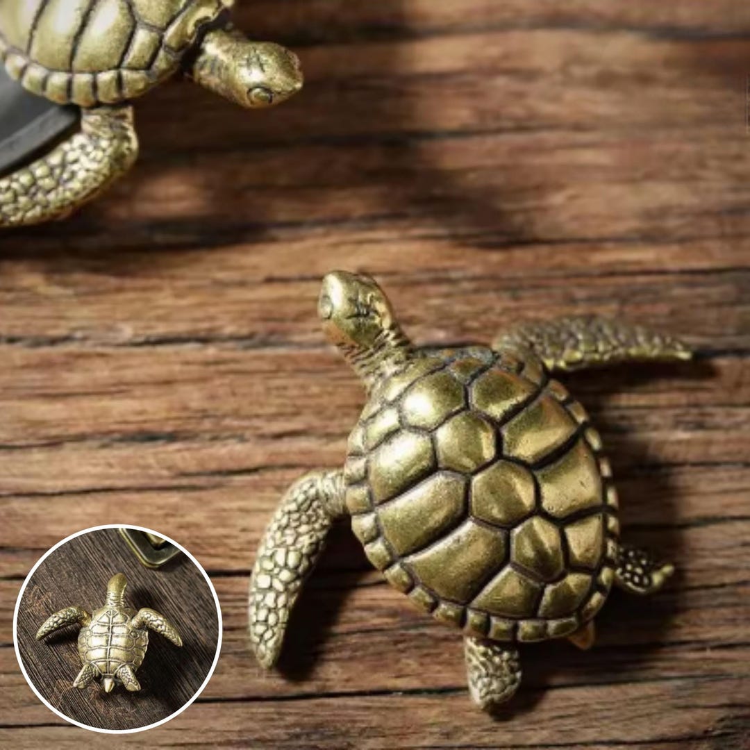 1pc Brass Turtle Miniature, Small Brass Animals Turtle Figure for Home ...