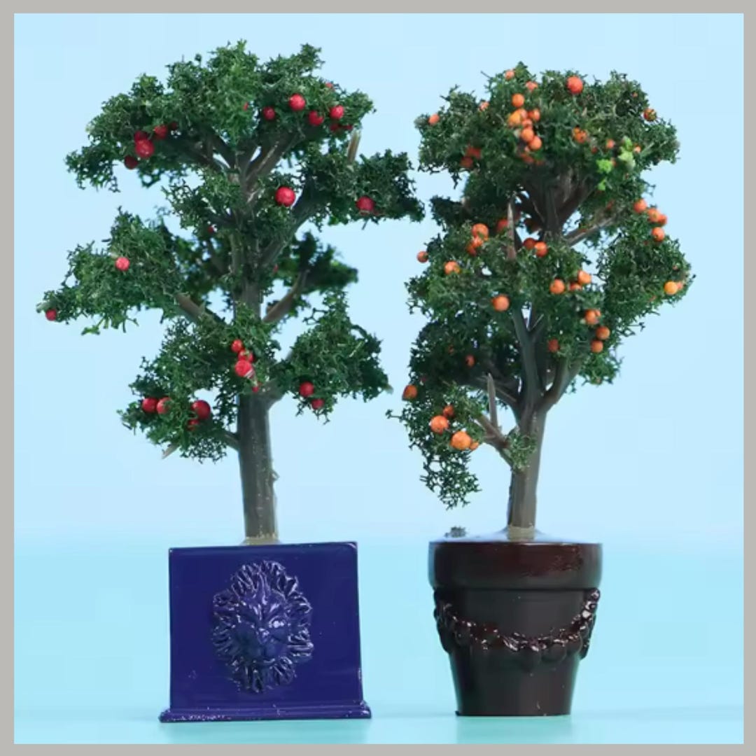 Miniature Tangerine Tree Potted Plant, Tangerine Fruit Tree Figure ...