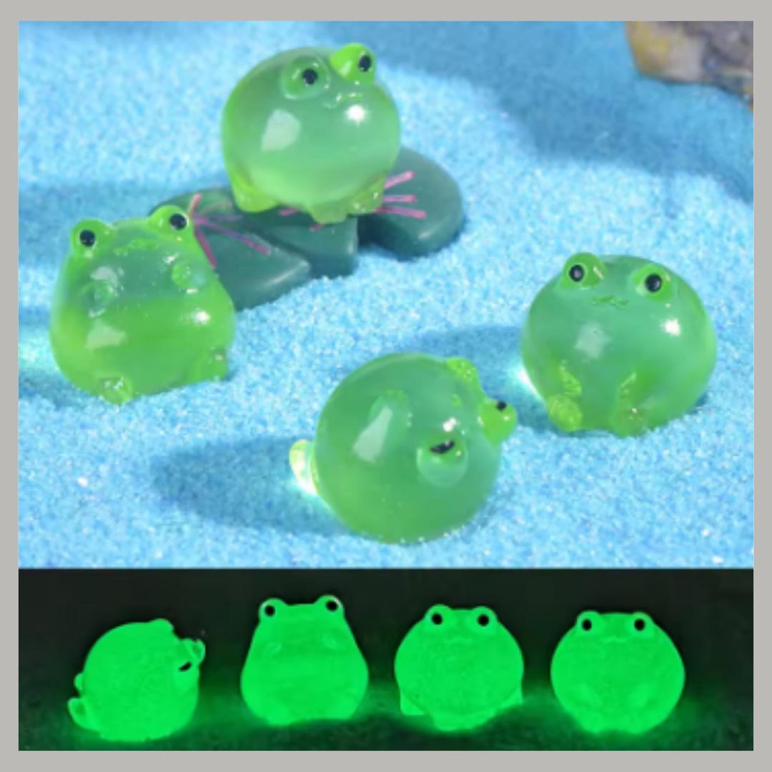 Mini Luminous Frog Figurines, Glow in the Dark Frog Miniatures, Tiny ...