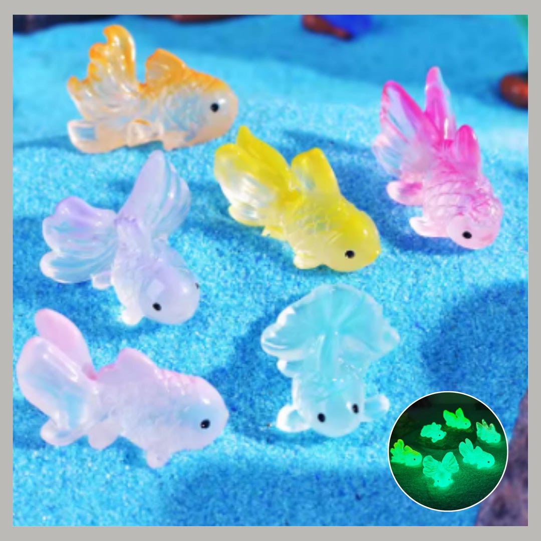 Miniature Luminous Fish Figurines, Fish Animals Figurines, Miniature ...