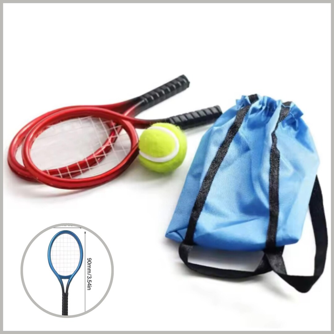 Miniature Tennis Racket Set, Miniature Doll Tennis Equipment, Miniature ...