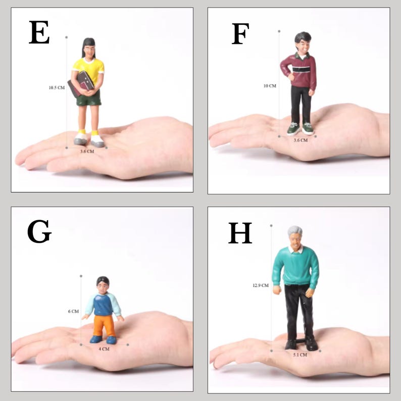 Mom Dad Kids and Grandparents Miniature People Figure, Multi ...